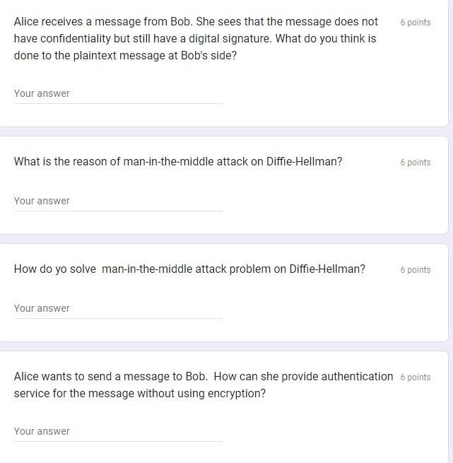 Solved Alice receives a message from Bob. She sees that the | Chegg.com