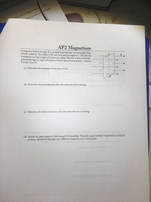 Solved a AP2 Magnetism A magnetic field of strength B is | Chegg.com