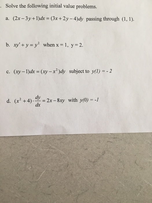 Solved Solve the following initial value problems. a. | Chegg.com