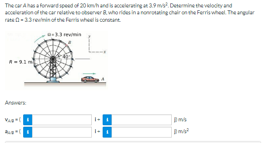 Solved The car A has a forward speed of 20 km/h and is | Chegg.com