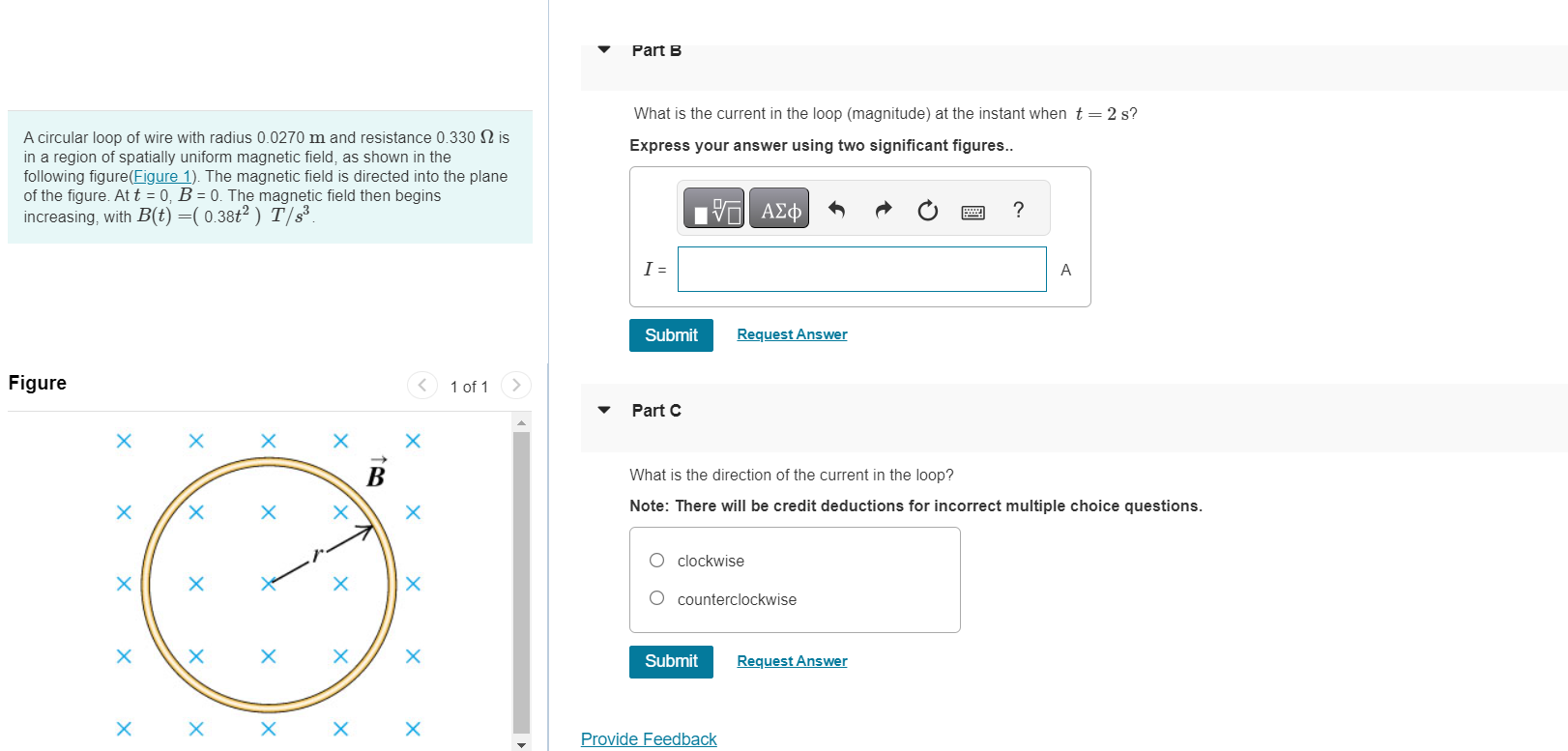 Solved A circular loop of wire with radius 0.0270 m and | Chegg.com