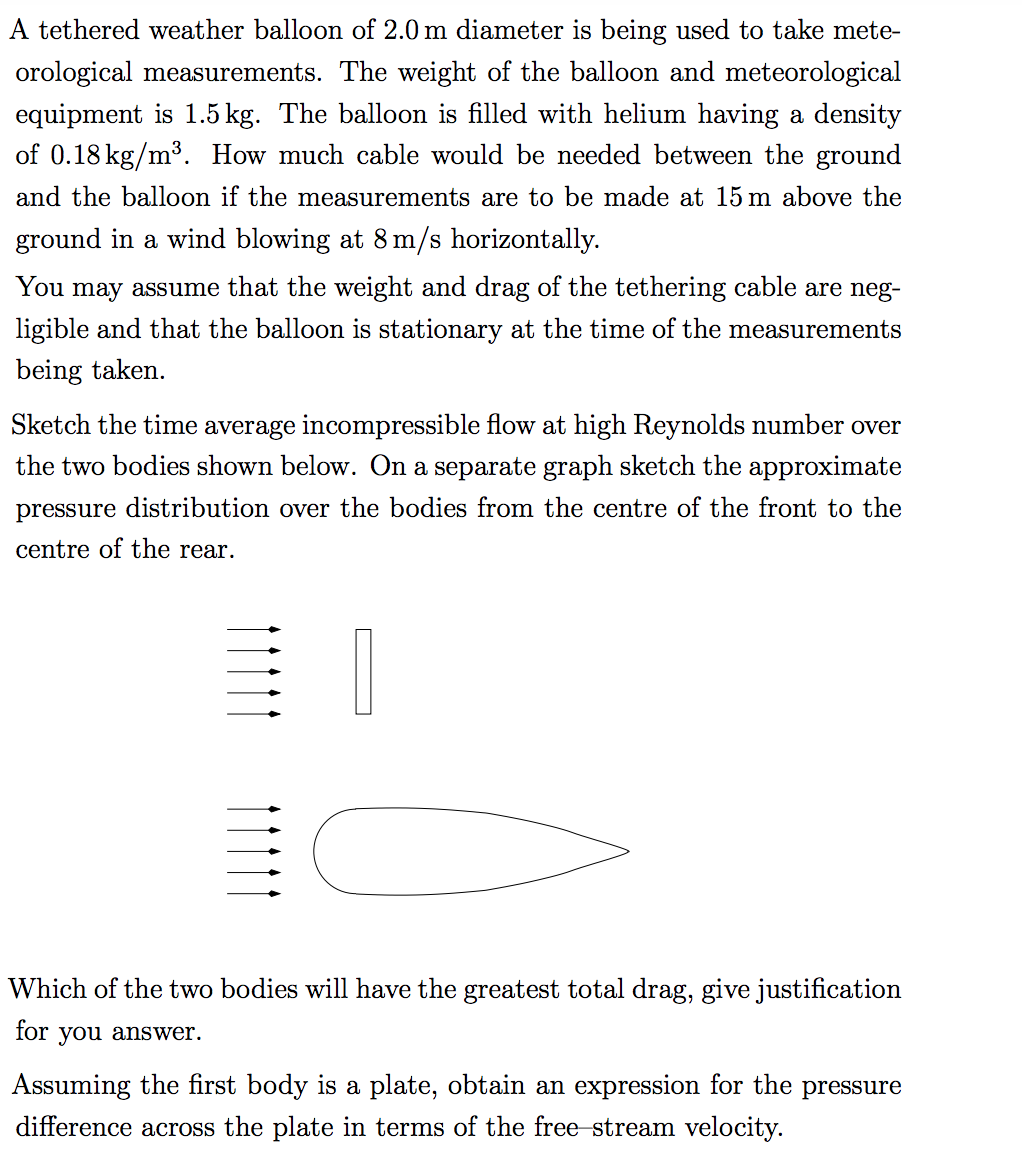 Solved A tethered weather balloon of 2.0 m diameter is being | Chegg.com