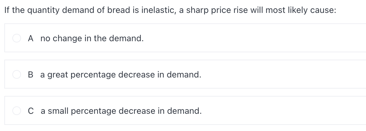 Solved If the quantity demand of bread is inelastic, a sharp | Chegg.com