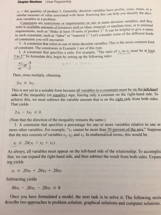 Solved Chapter Nineteen Linear Programming x the quantity of | Chegg.com