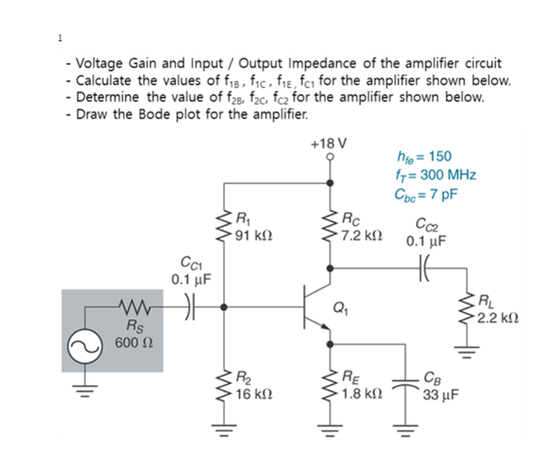 Solved 1 Voltage Gain And Input Output Impedance Of The