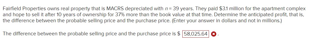 Solved Fairfield Properties owns real property that is MACRS | Chegg.com
