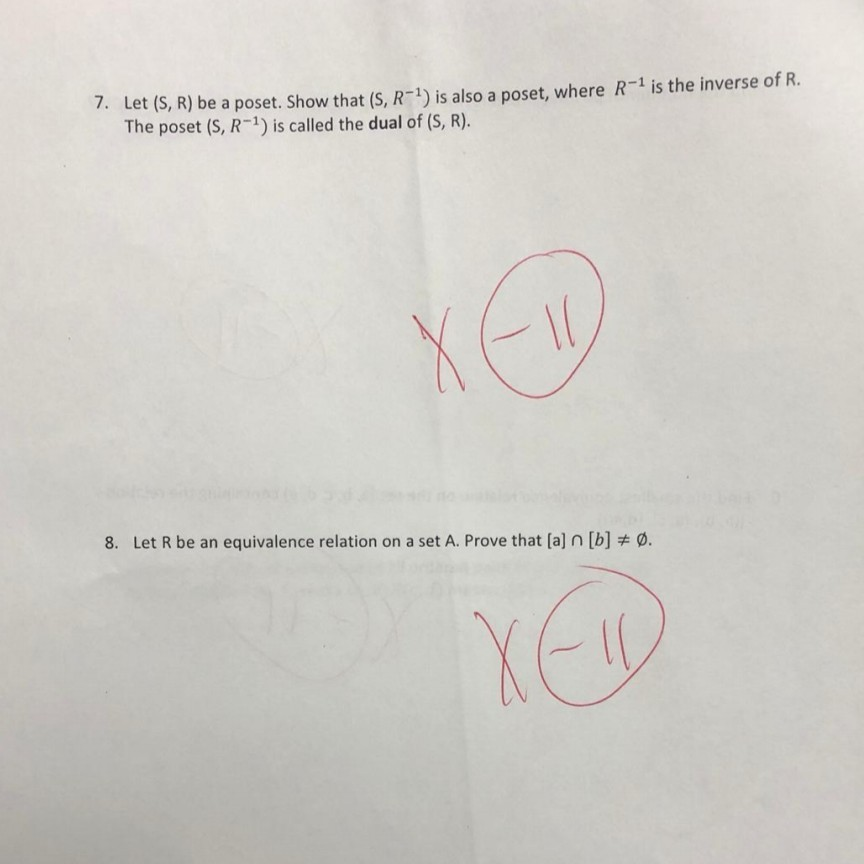 Solved Let (S, R) be a poset. Show that (S, R-1) is also a | Chegg.com