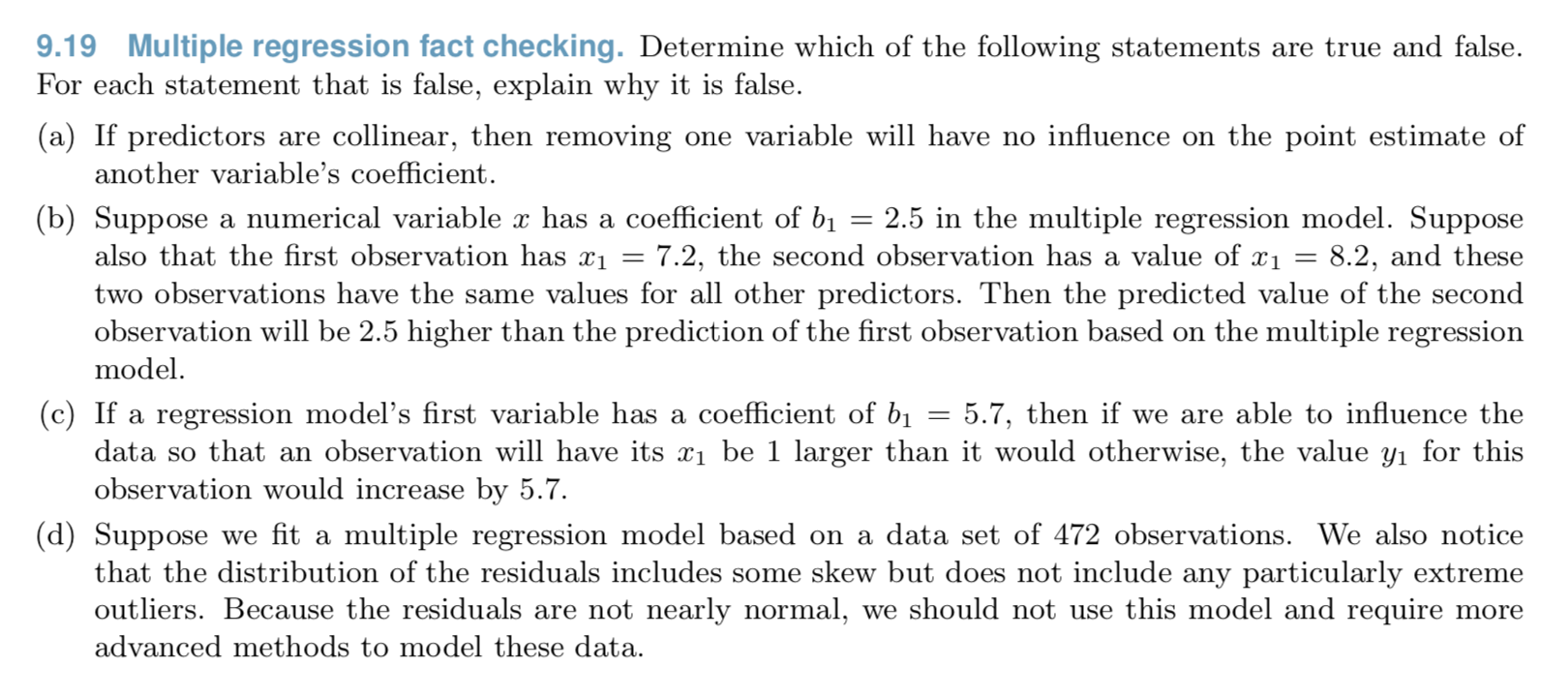 Solved 9.19 Multiple regression fact checking. Determine | Chegg.com