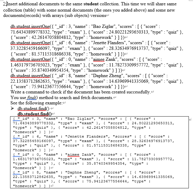 Solved Please use mongo db to answer the following question | Chegg.com
