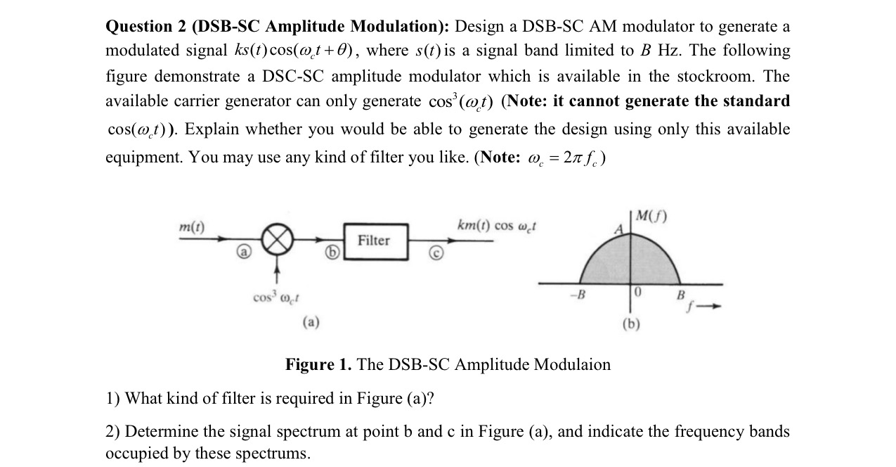 Solved Question 2 Dsb Sc Amplitude Modulation Design A