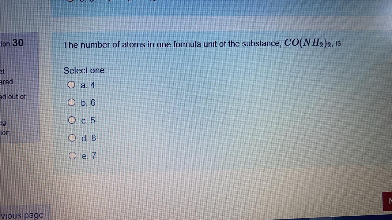 Solved tion 30 The number of atoms in one formula unit of | Chegg.com