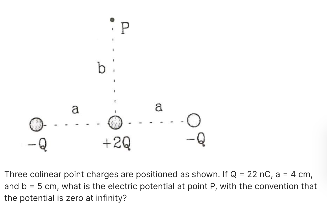 Solved Three colinear point charges are positioned as shown. | Chegg.com