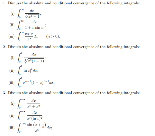 Solved 1. Discuss the absolute and conditional convergence | Chegg.com