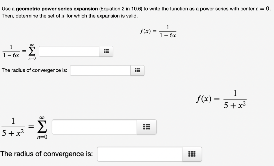 Solved Use a geometric power series expansion (Equation 2 in | Chegg.com