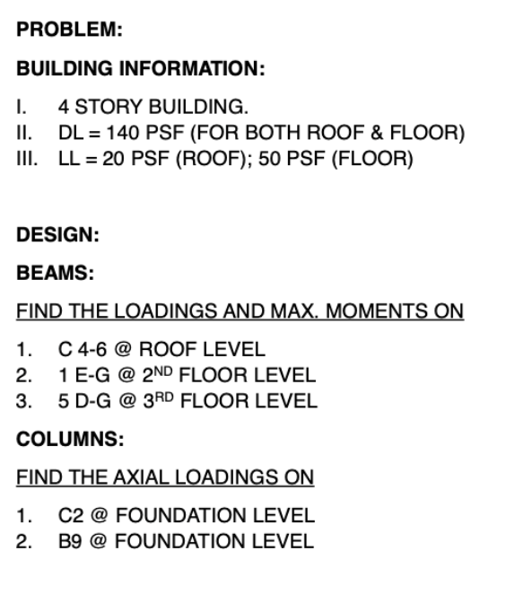 PROBLEM: BUILDING INFORMATION: I. 4 STORY BUILDING. | Chegg.com