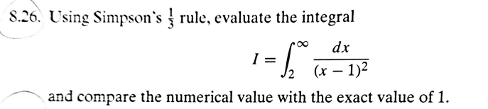 Solved 8.26. Using Simpson's 31 rule, evaluate the integral | Chegg.com