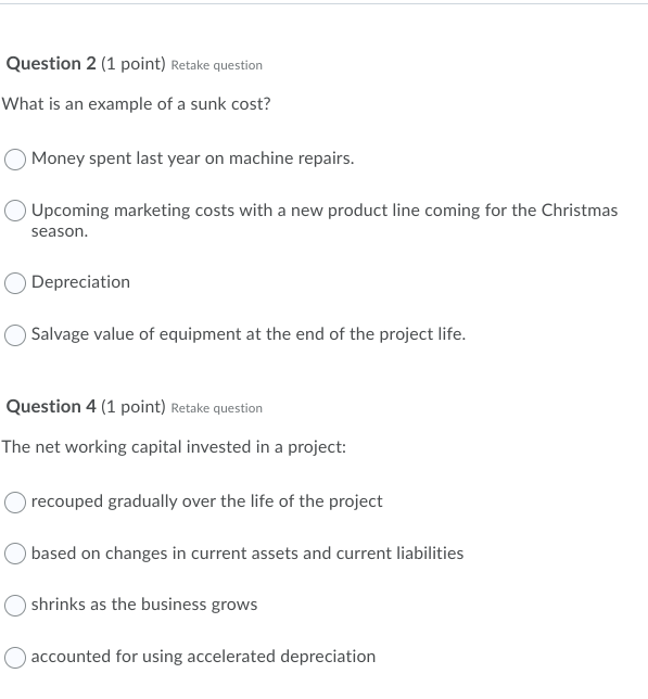 Solved Question 2 (1 point) Retake question What is an | Chegg.com