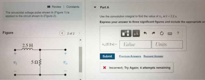 Solved Review 1 Constants Part A The sinusoidal voltage | Chegg.com