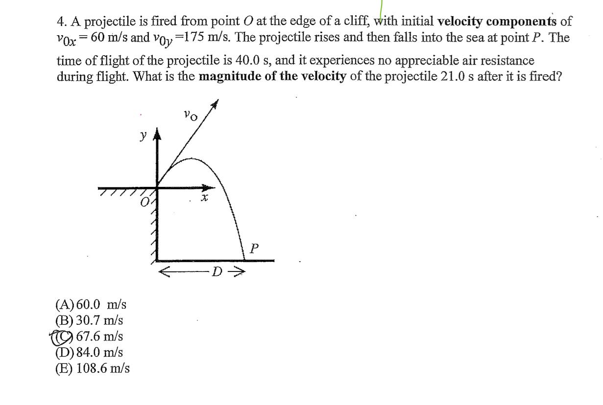 [Solved]: 4. A projectile is fired from point O at the edg