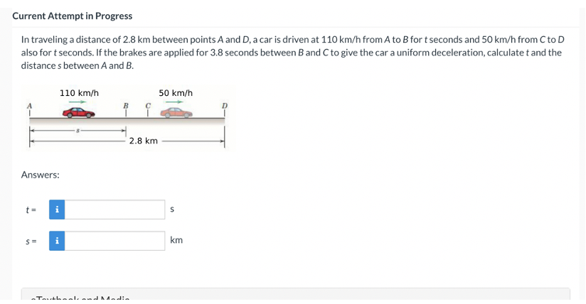 Solved In traveling a distance of 2.8 km between points A | Chegg.com