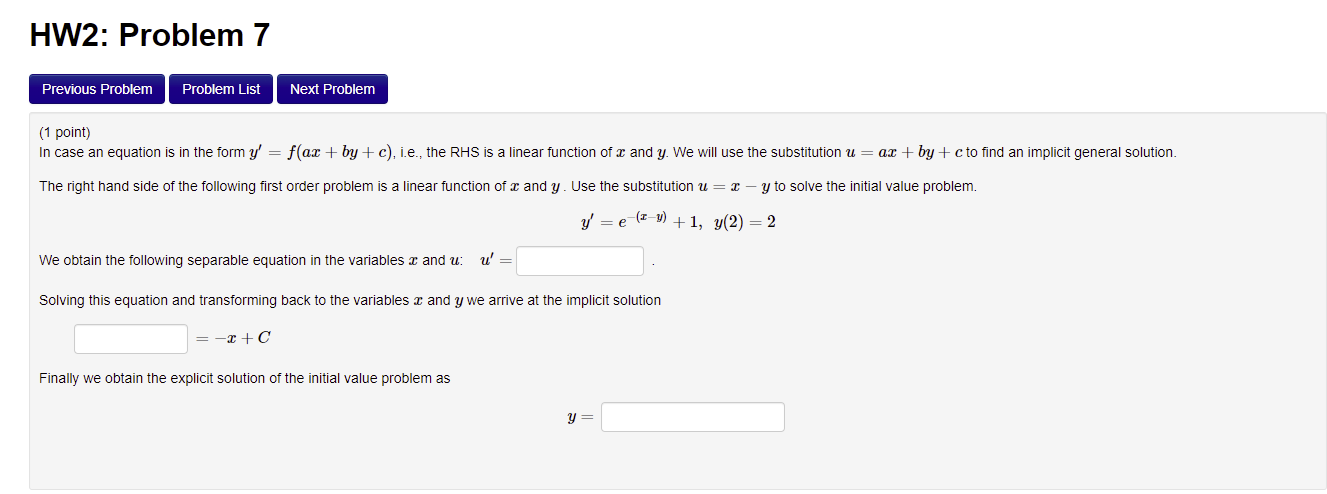 Solved HW2: Problem 7 Previous Problem Problem List Next | Chegg.com