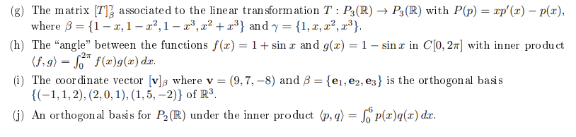 Solved (g) The matrix [T]βγ associated to the linear | Chegg.com