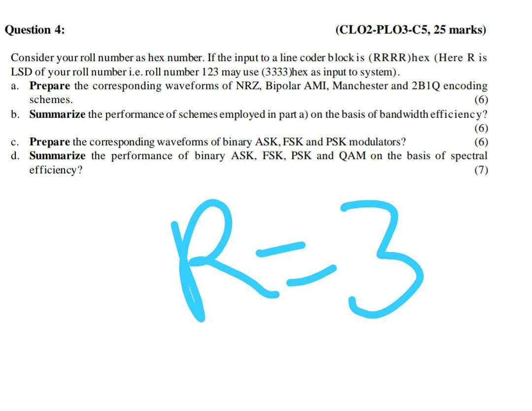 Question 4: (CLO2-PLO3-C5, 25 marks) Consider your | Chegg.com