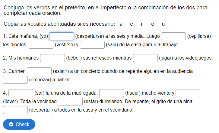 Conjuga los verbos en el pretérito, en el imperfecto | Chegg.com