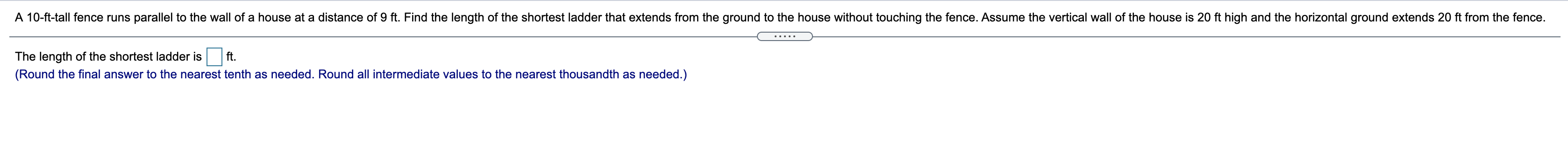 Solved A 10-ft-tall fence runs parallel to the wall of a | Chegg.com