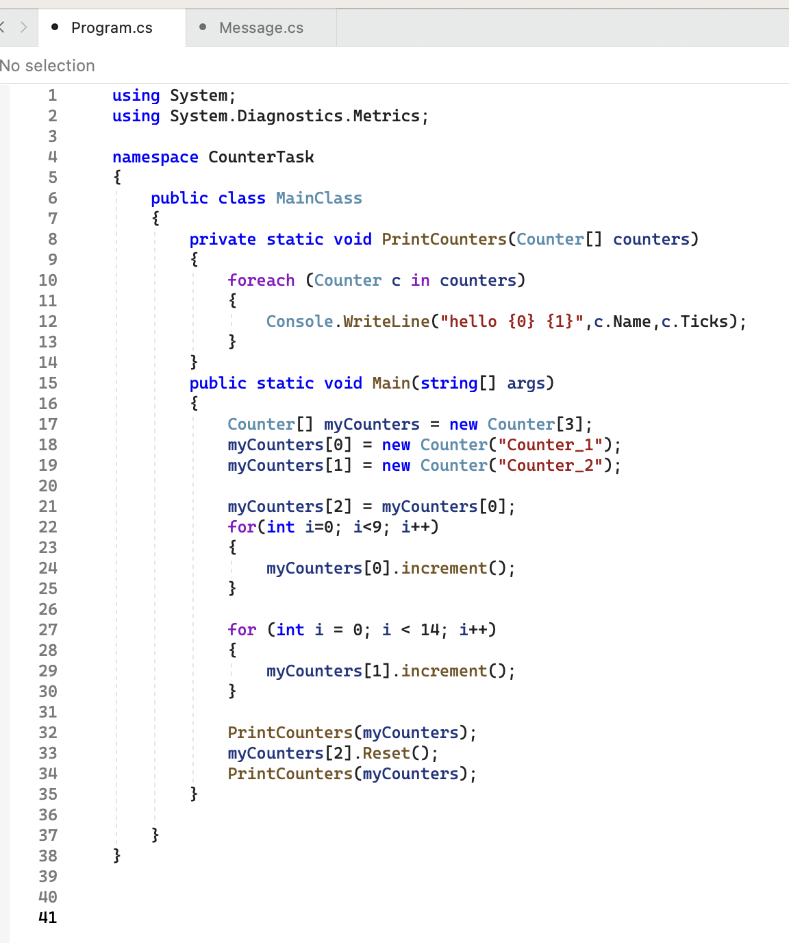 Solved Question: Assuming the class Counter exists in my | Chegg.com