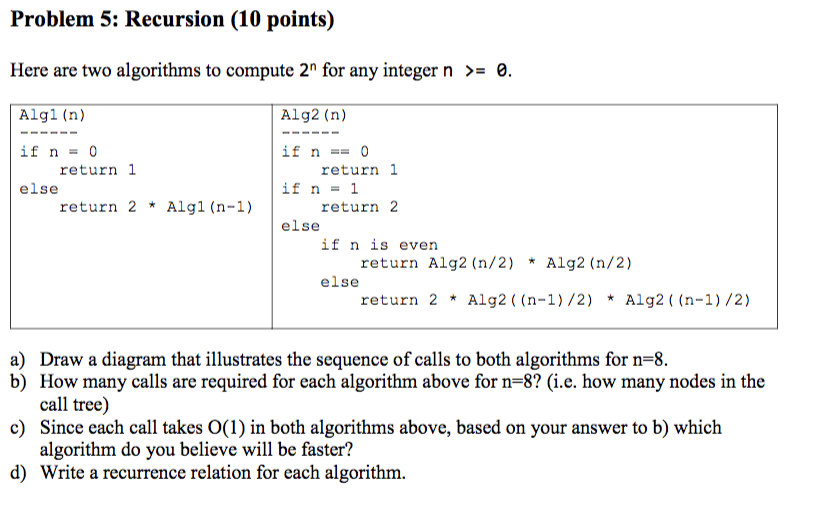 Problem 5 Recursion 10 Points Here Are Two 