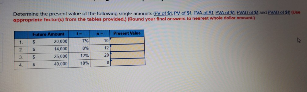 Solved Determine the present value of the following single | Chegg.com