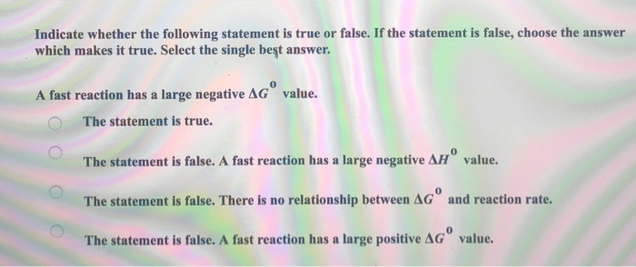 Solved Indicate whether the following statement is true or | Chegg.com