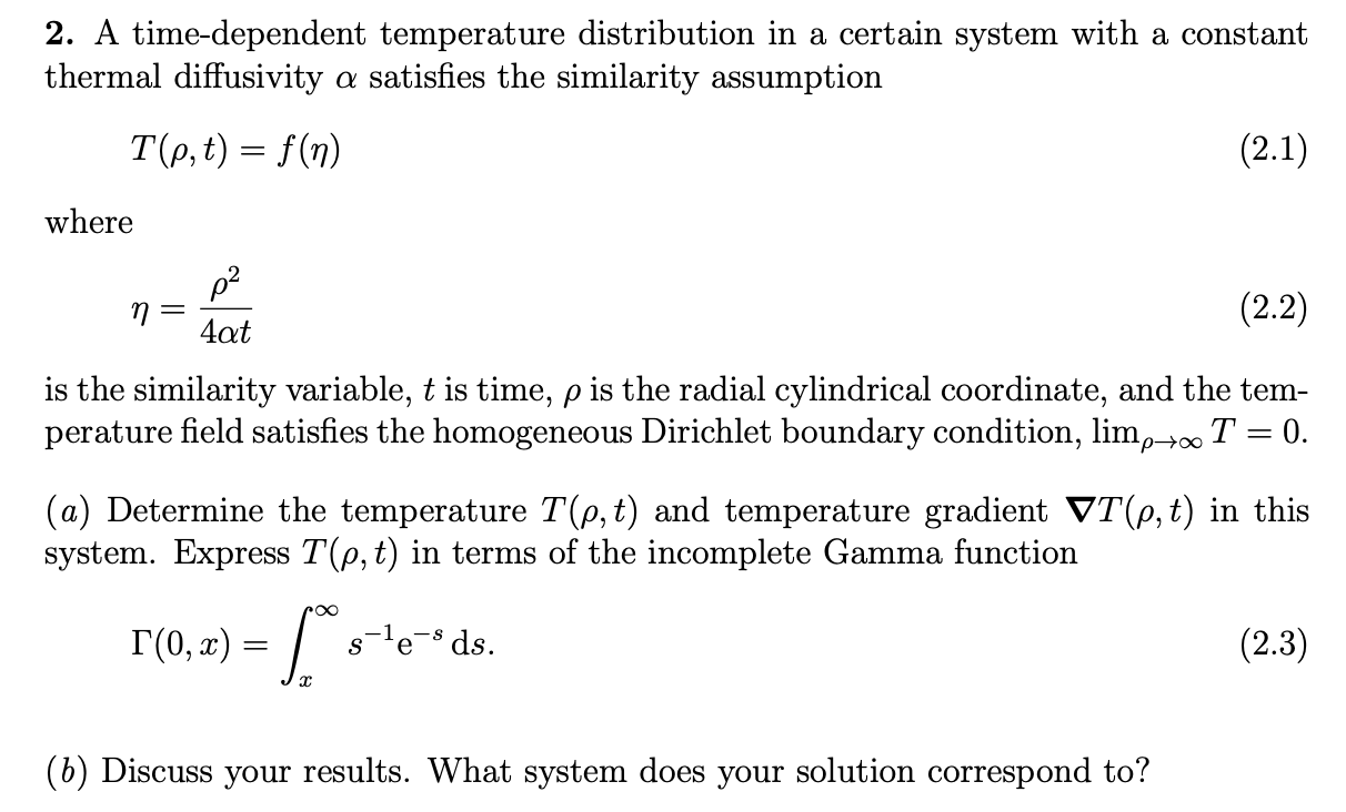 2. A time-dependent temperature distribution in a | Chegg.com