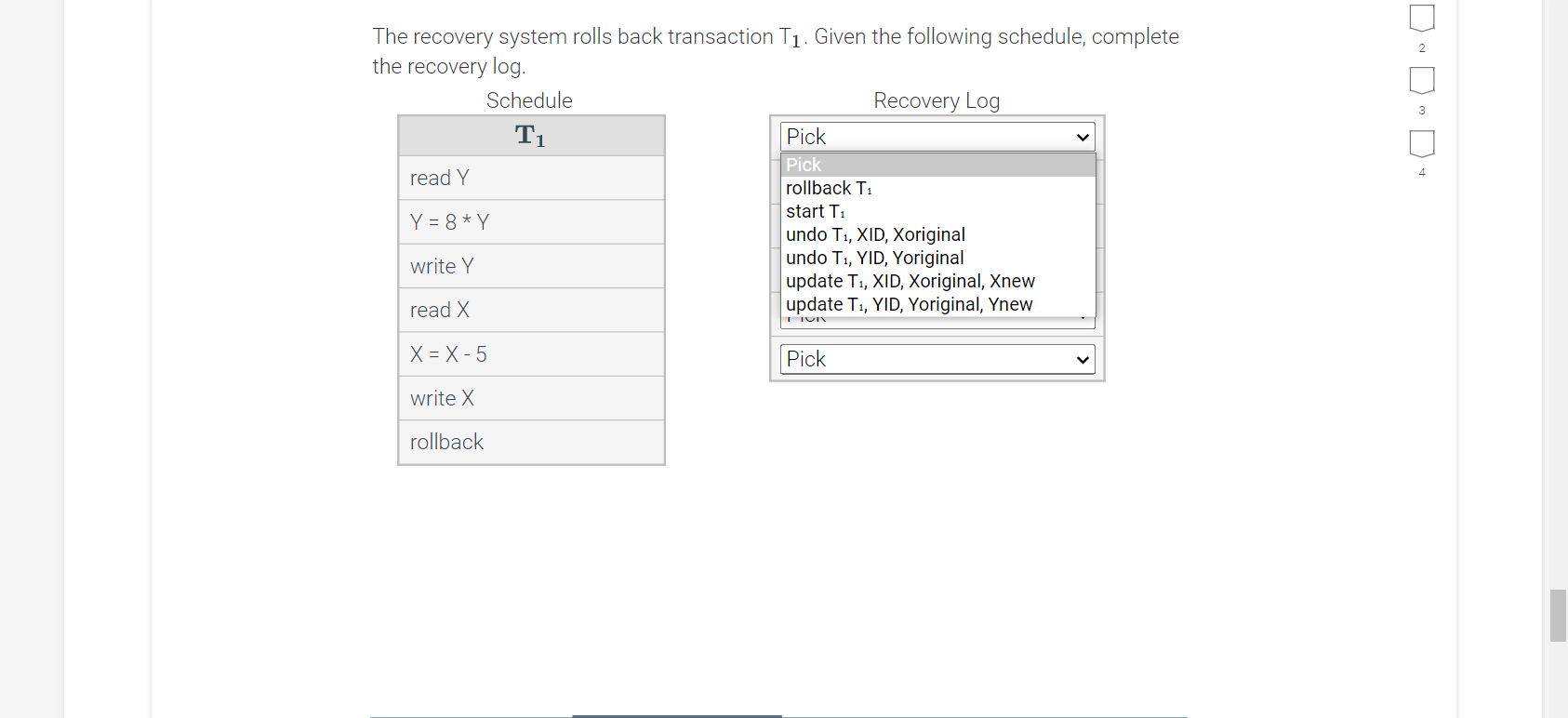 Solved The recovery system rolls back transaction T1. Given | Chegg.com