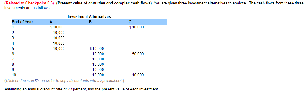 Solved Please solve for the present value of each investment | Chegg.com
