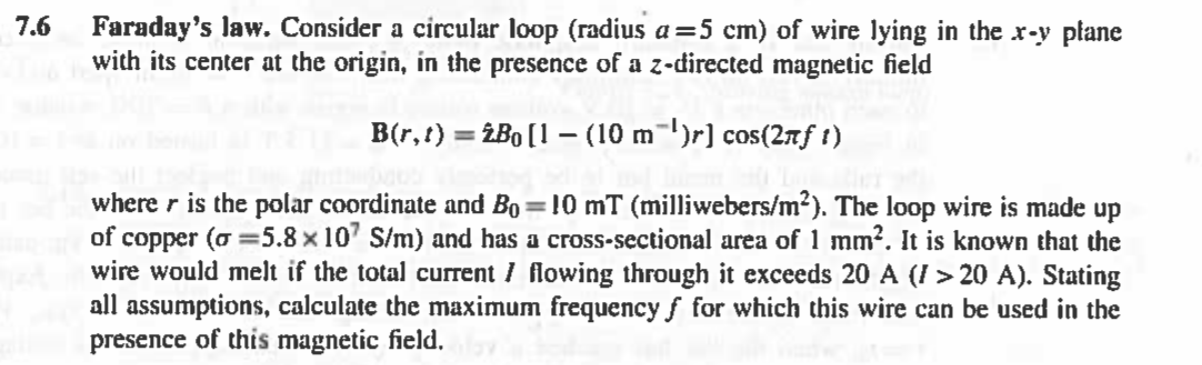 Solved 7.6 Faraday's law. Consider a circular loop (radius a | Chegg.com