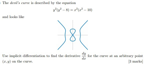 Solved The devil's curve is described by the equation | Chegg.com