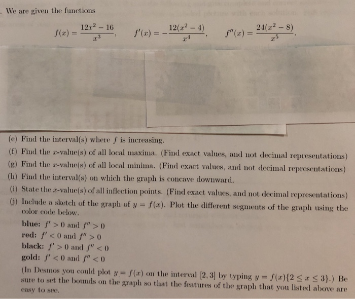 Solved We are given the functions f(x) = 12r- 121216 | Chegg.com
