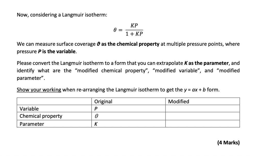 To extrapolate parameters for a chemistry model that | Chegg.com