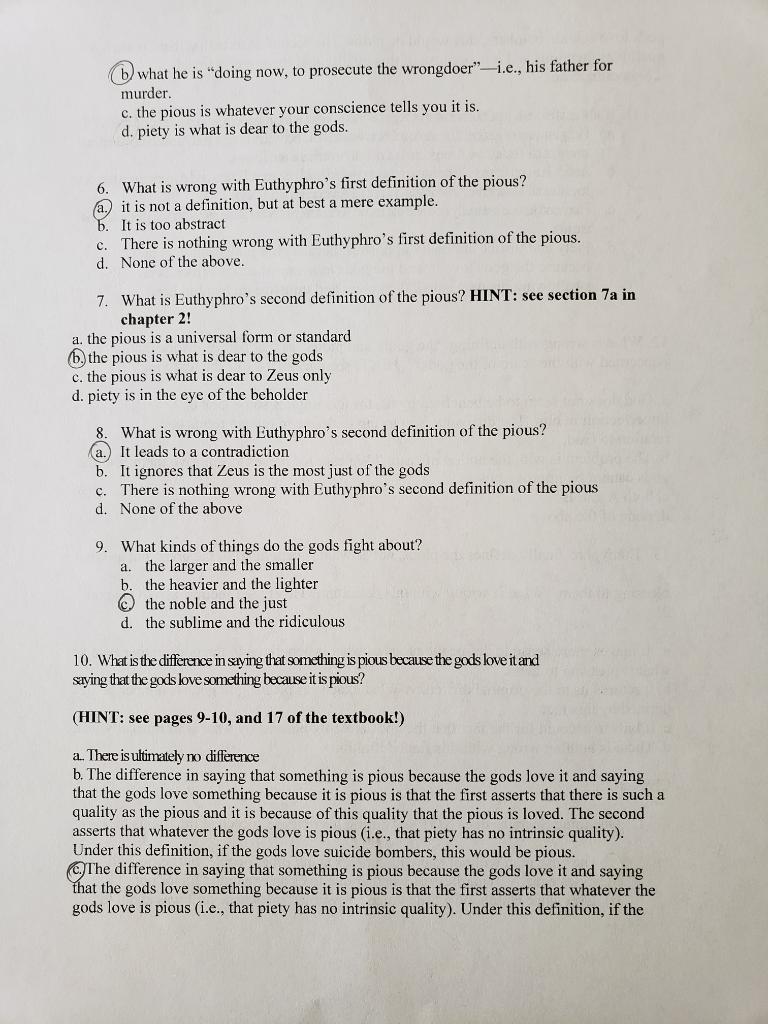 Directions: Choose the BEST answer from among the | Chegg.com