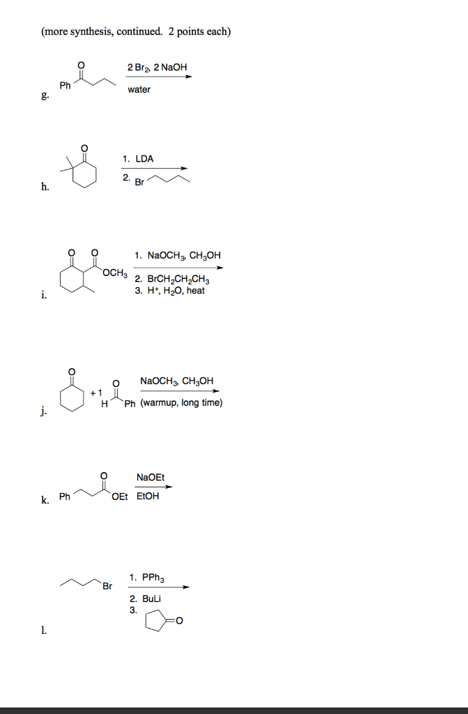 Solved (more synthesis, continued. 2 points each) 2 Br2 2 | Chegg.com