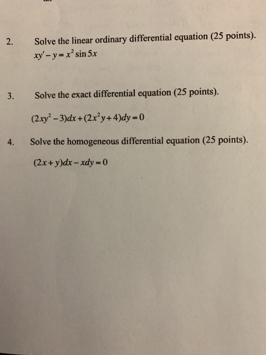 Solved 2. Solve the linear ordinary differential equation | Chegg.com