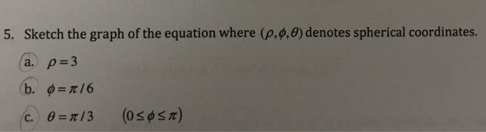 Solved Sketch the graph of the equation where (rho, phi, | Chegg.com