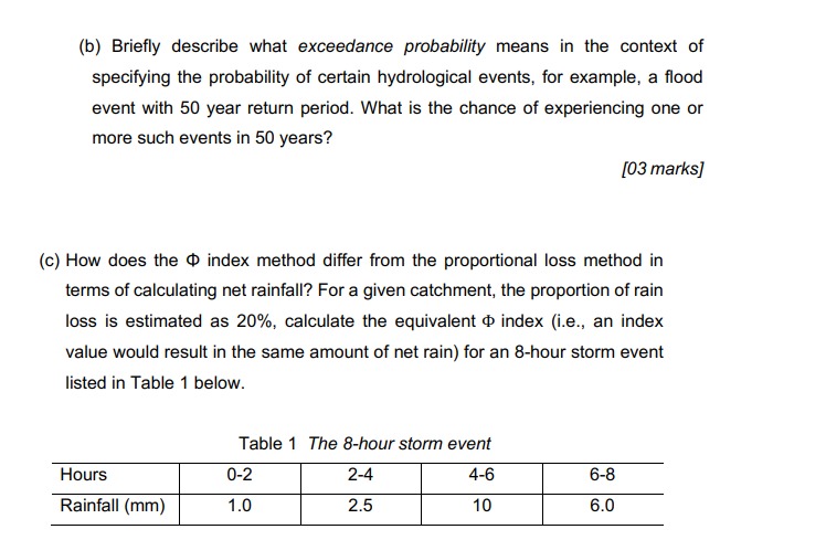 Solved (b) Briefly describe what exceedance probability | Chegg.com