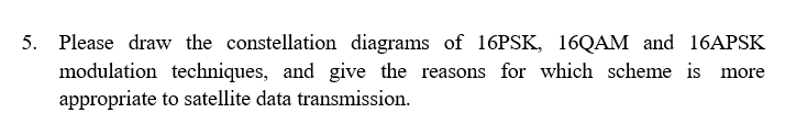 Solved 5. Please draw the constellation diagrams of 16PSK, | Chegg.com