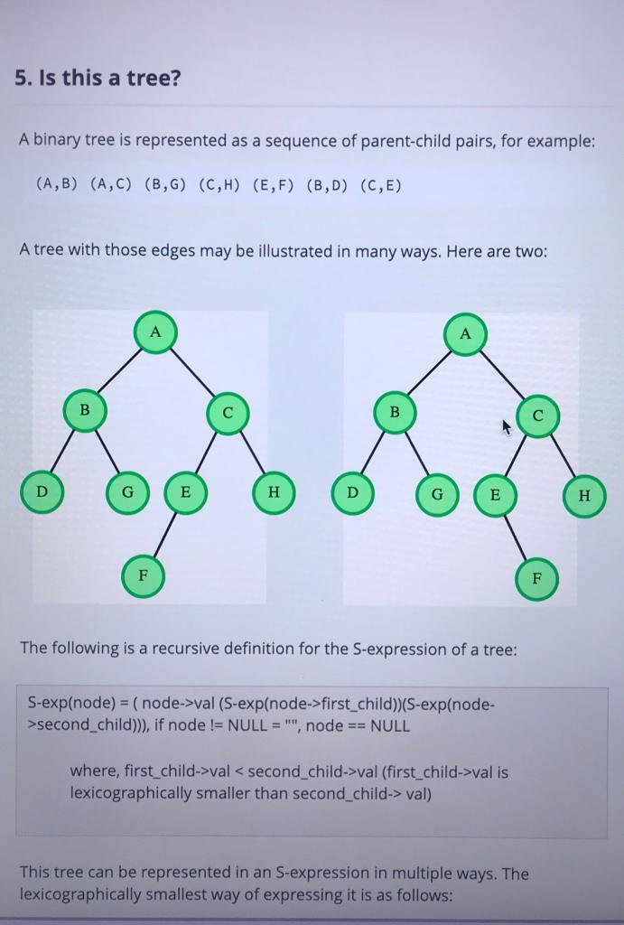 Solved 5. Is this a tree? A binary tree is represented as a | Chegg.com