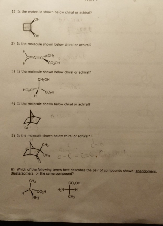 Solved 1) Is the molecule shown below chiral or achiral? OH | Chegg.com