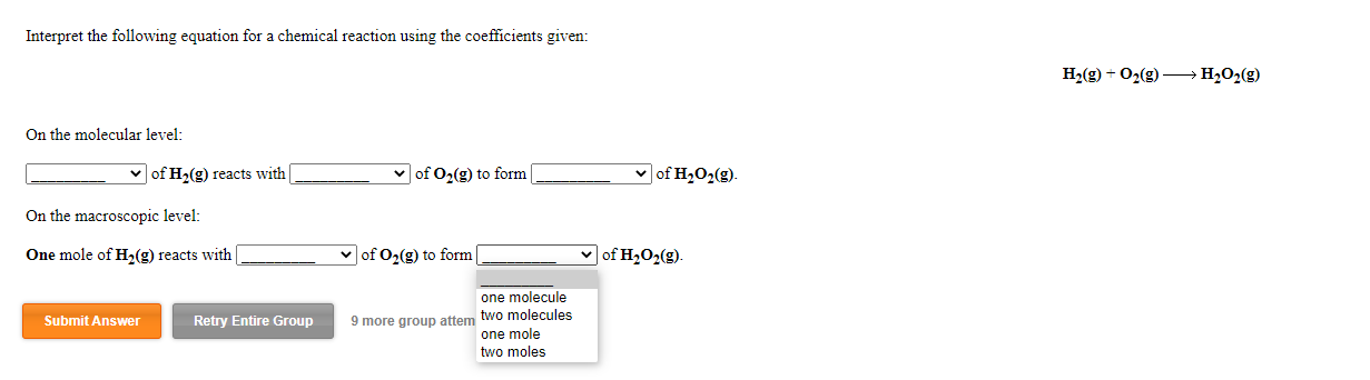 Solved Interpret the following equation for a chemical | Chegg.com