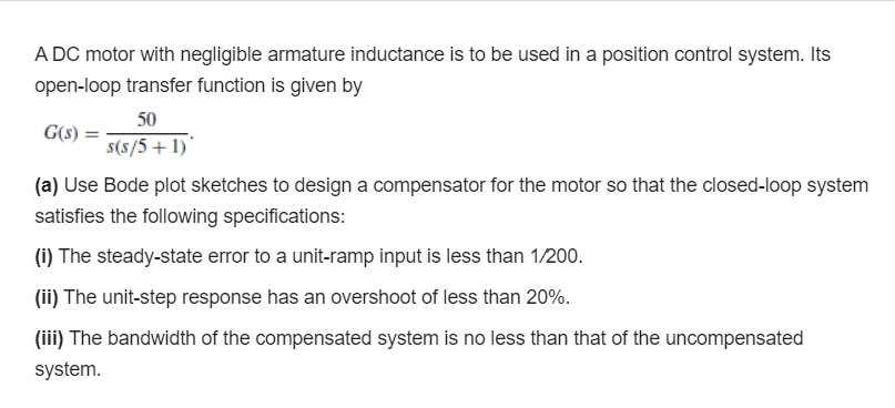 Solved ADC motor with negligible armature inductance is to | Chegg.com